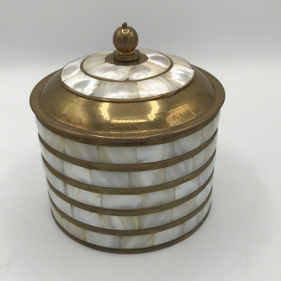 Accents | Vintage Mother Of Pearl And Brass 5layer Mop Box From India ...